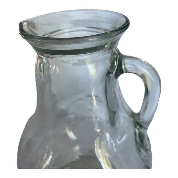 Dining | Vintage Clear Glass Pitcher With Handle Embossed Sail Boat On ...